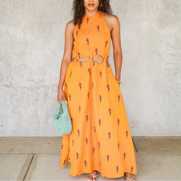 FARM Rio | Dresses | New Farm Rio Parrot Cutout Sm 46 Orange ...